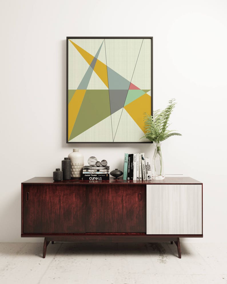 MCM01 Mid Century Modern Geometric Triangles Graphic Design | Etsy