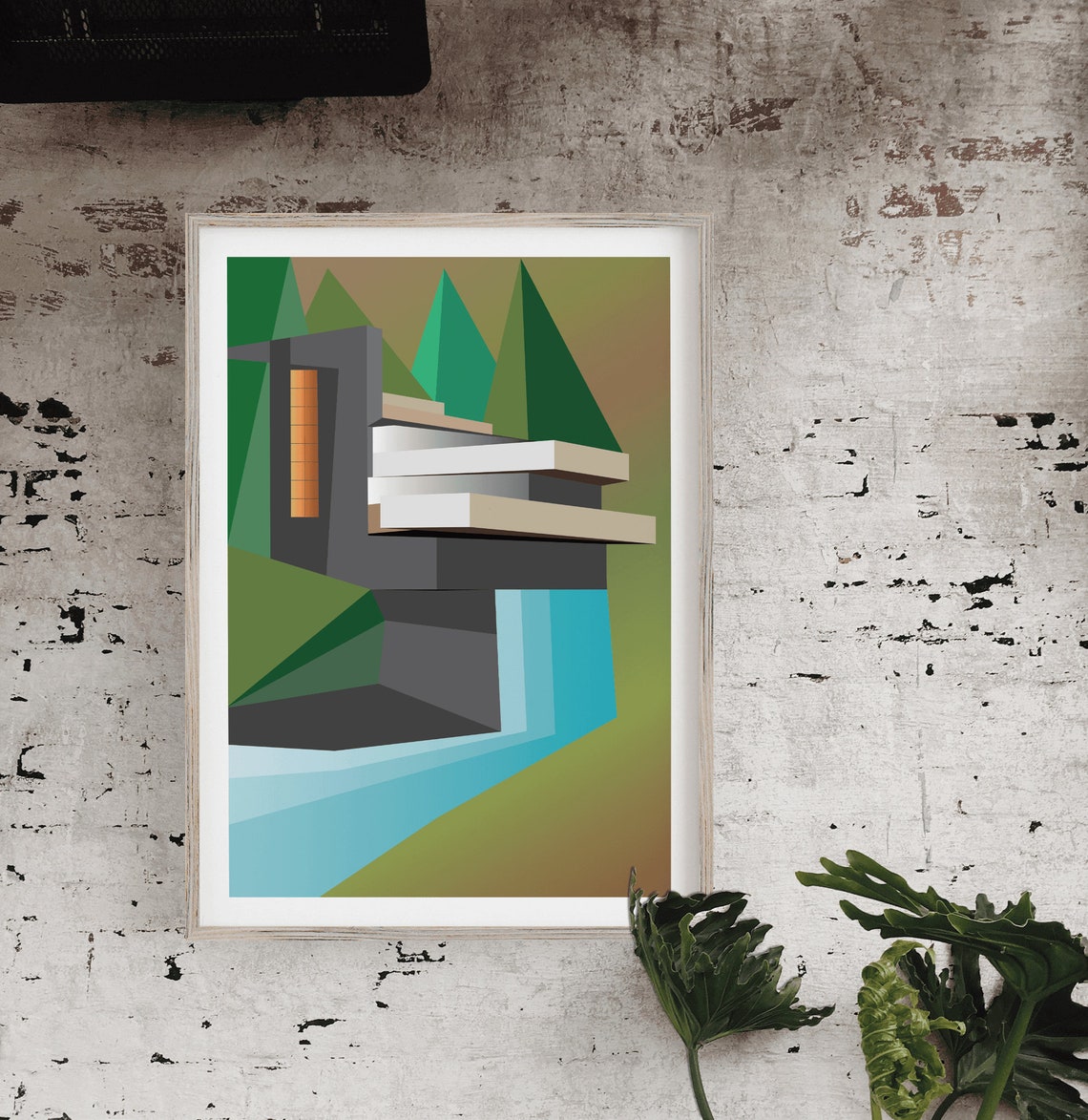 Fallingwater Architecture Illustration Print | Etsy UK