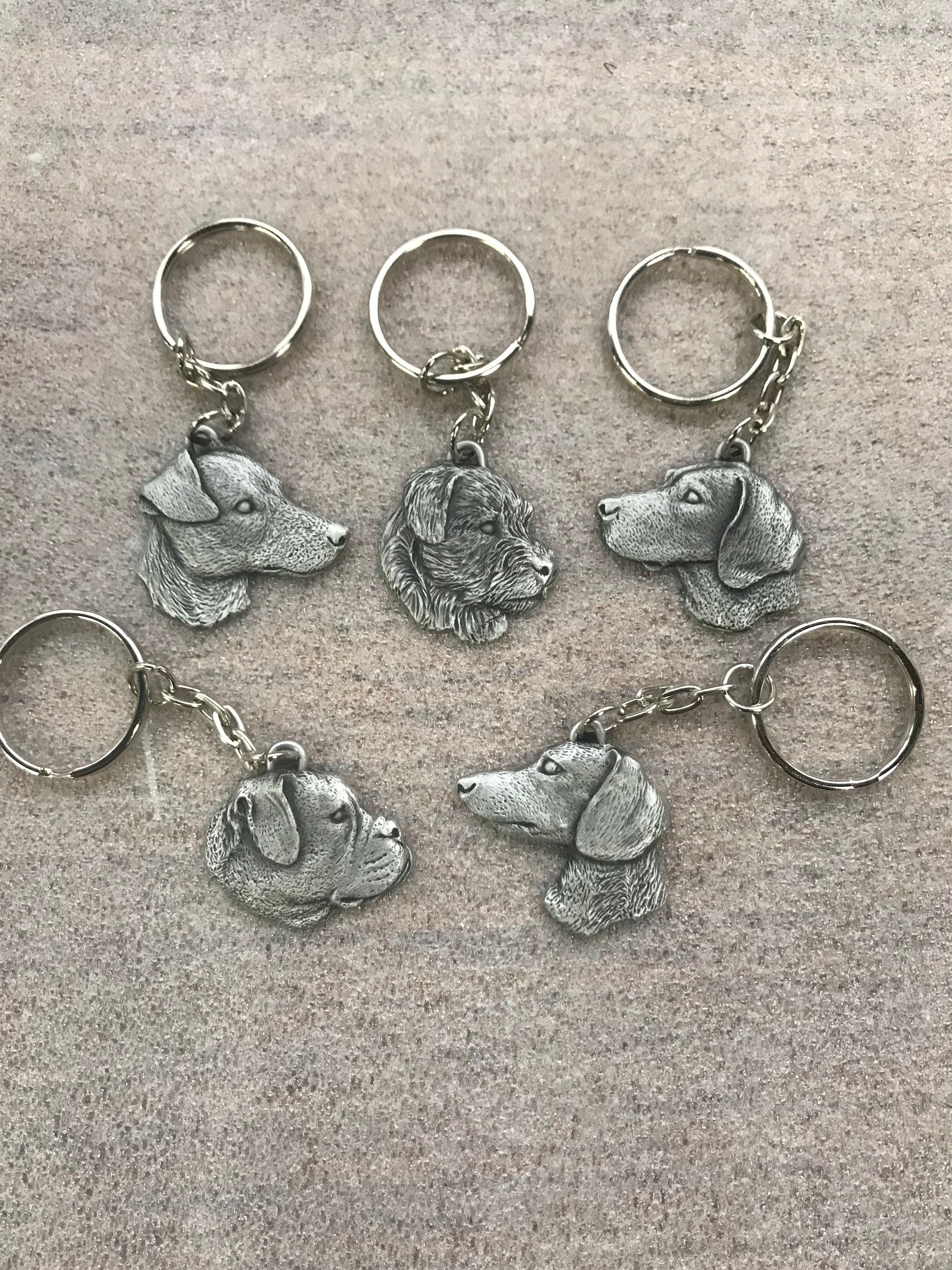 Pewter Dog Breed Keyrings Bulldog Dachshund Pointer Jack Russell Border ...