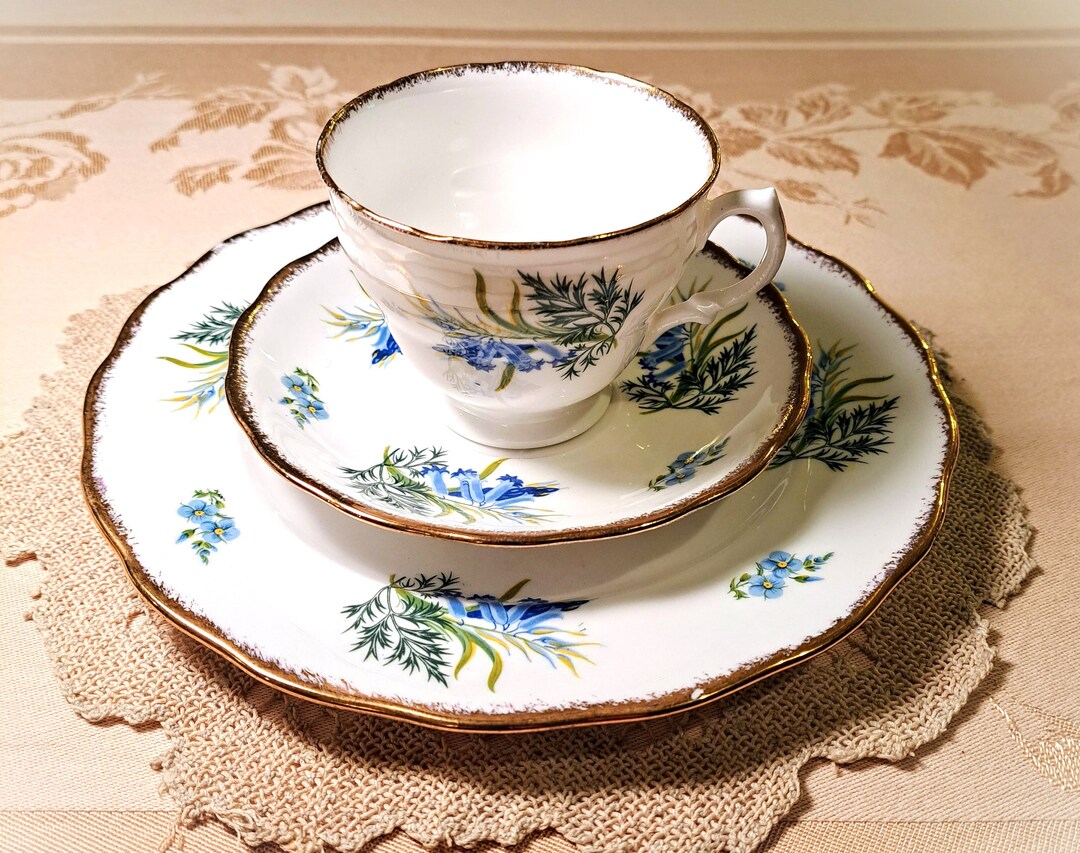 Vintage English Bone China Trio - Etsy