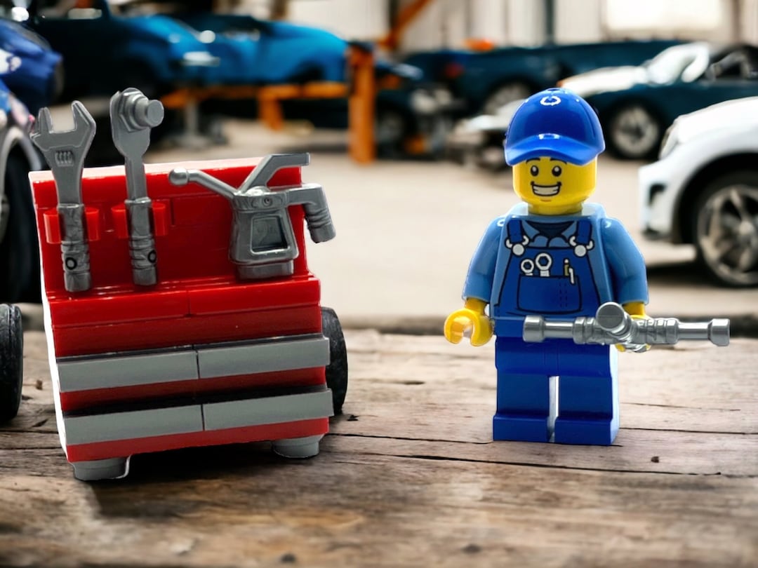 Models Built With Lego® Bricks Car Mechanic Garage Man Male - Etsy