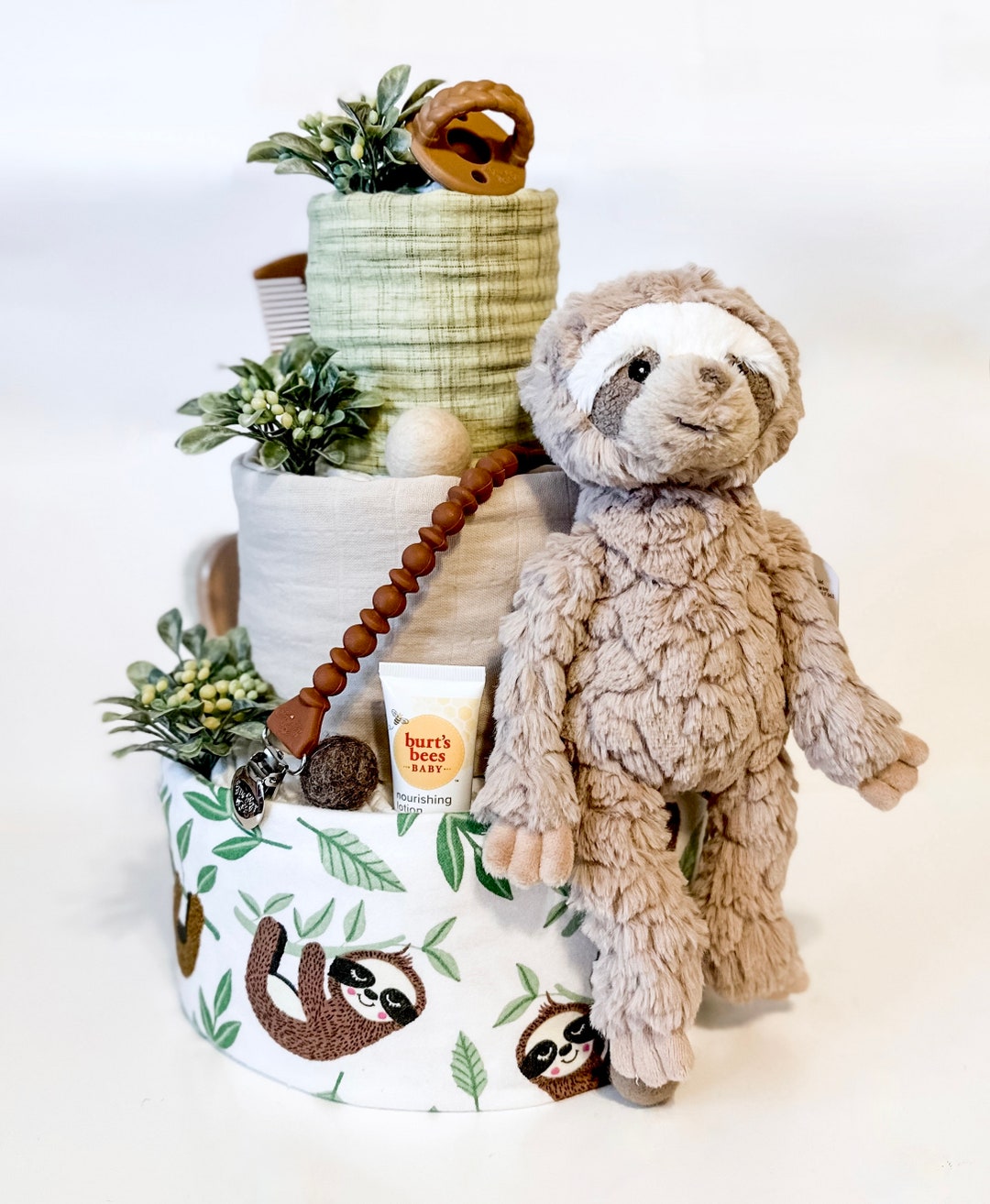 Sleepy Sloth Diaper Cake 3 Tier Baby Shower Centerpiece - Etsy