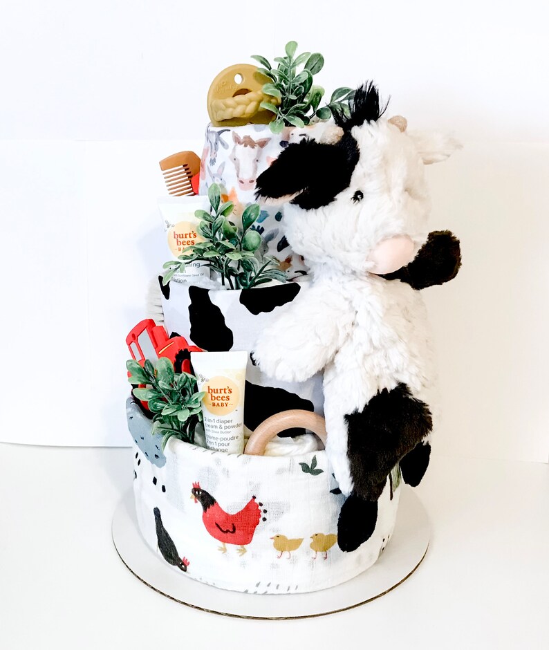 Barnyard Diaper Cake 3 Tier Baby Shower Centerpiece | Etsy
