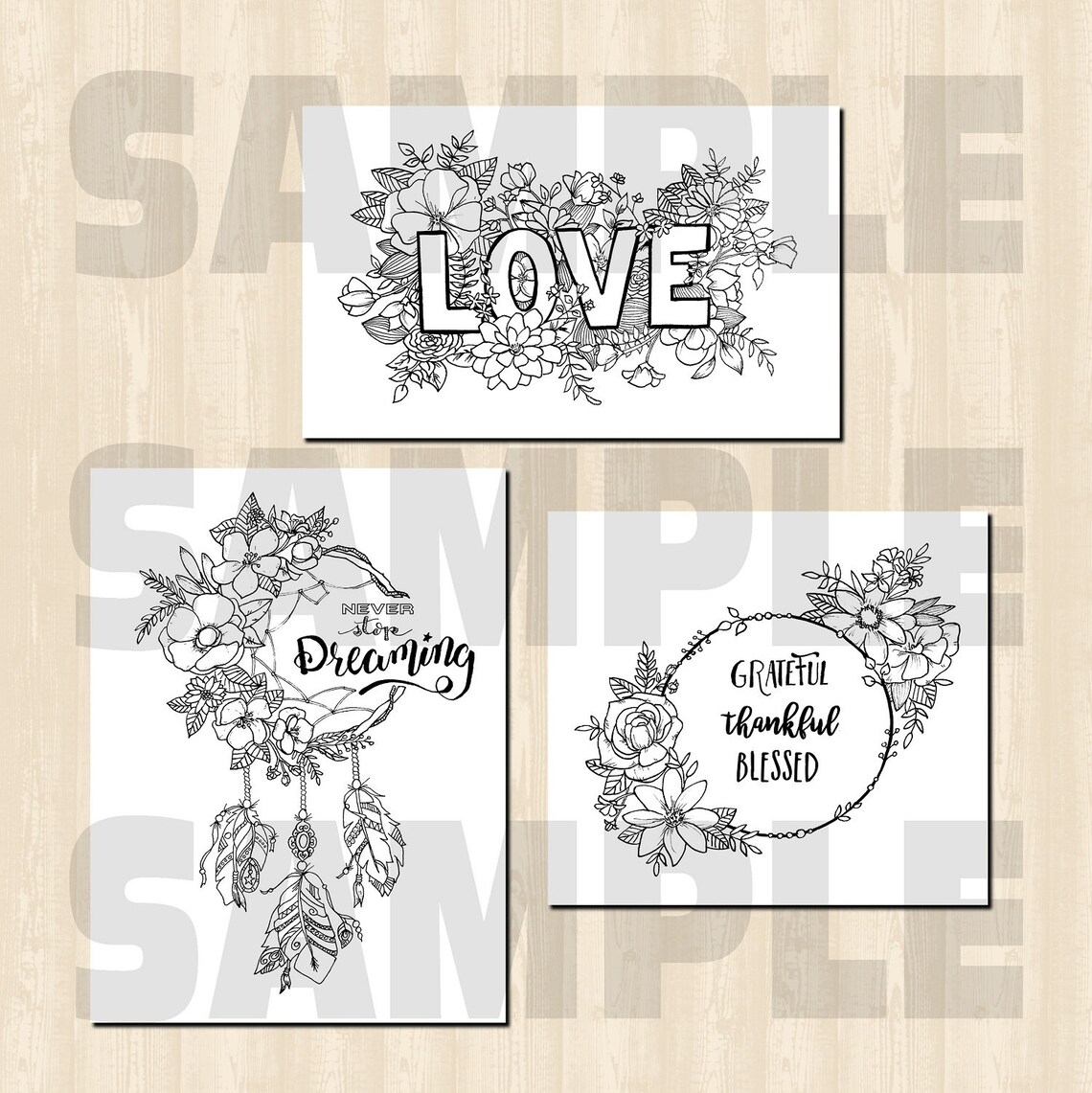 Floral Inspirational Quote Coloring Pages - Etsy