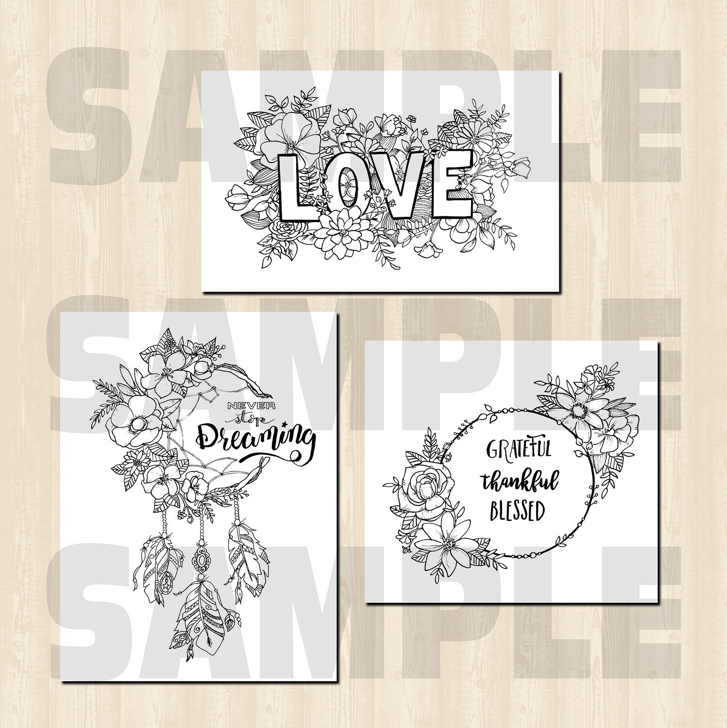 Floral Inspirational Quote Coloring Pages - Etsy