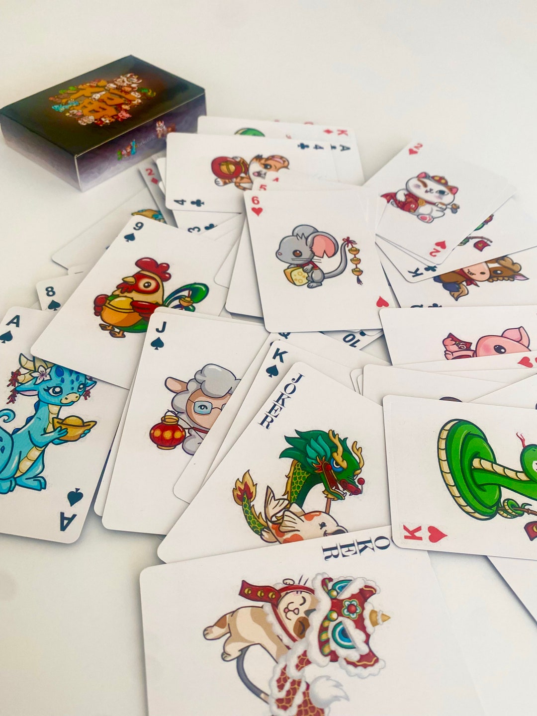 Lunar New Year Playing Cards Chinese Zodiac Animals - Etsy