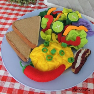 Felt Play Food Set Breakfast Felt Bacon Egg Vegetables, Pretend Play ...