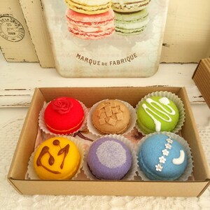 Exclusive 6 Macaroons in Box Felt Food French Cookies Cakes | Etsy