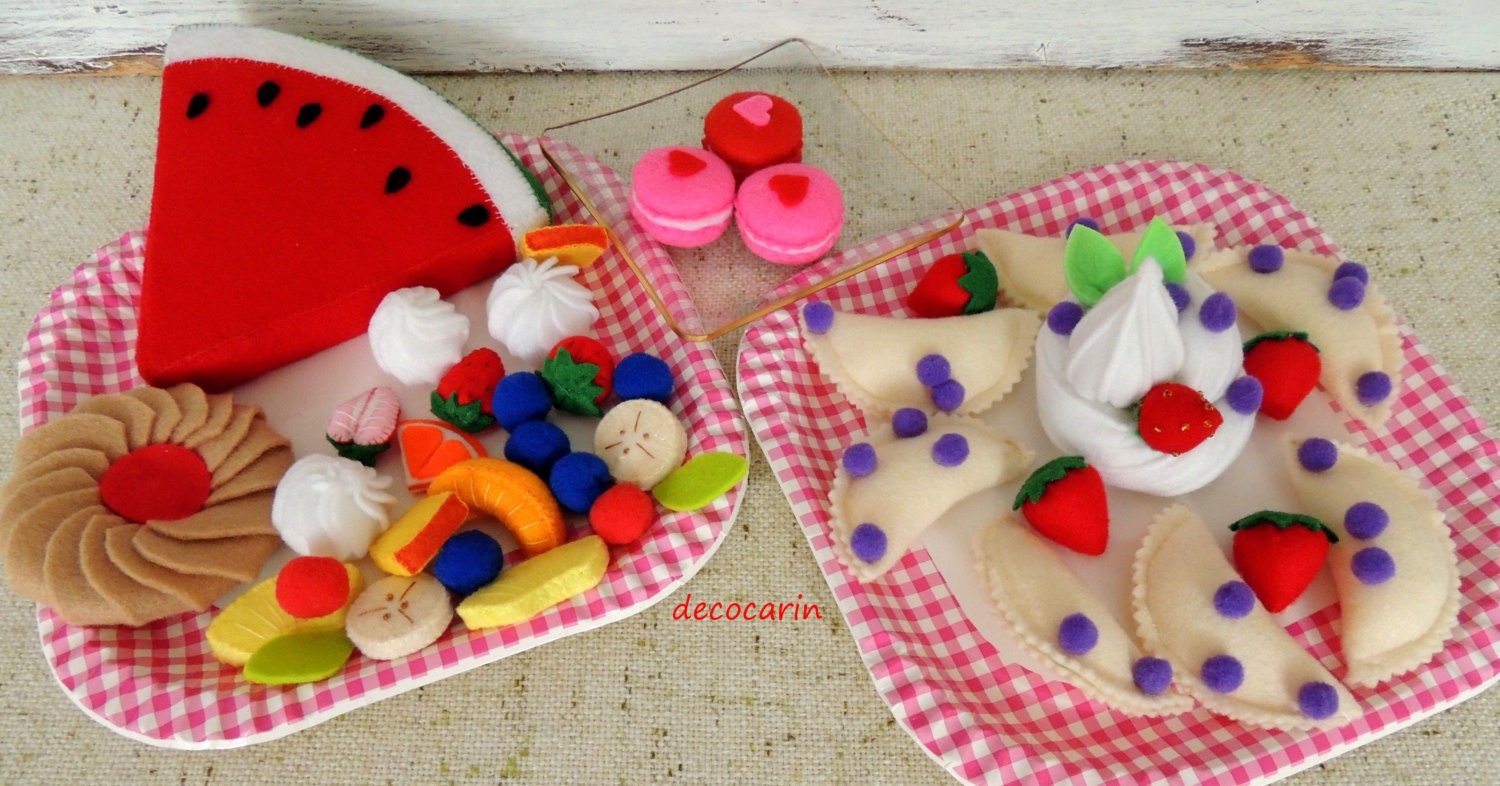 Felt Food Set Party Gift Decor, Dumplings Fruit Salad Dessert ...