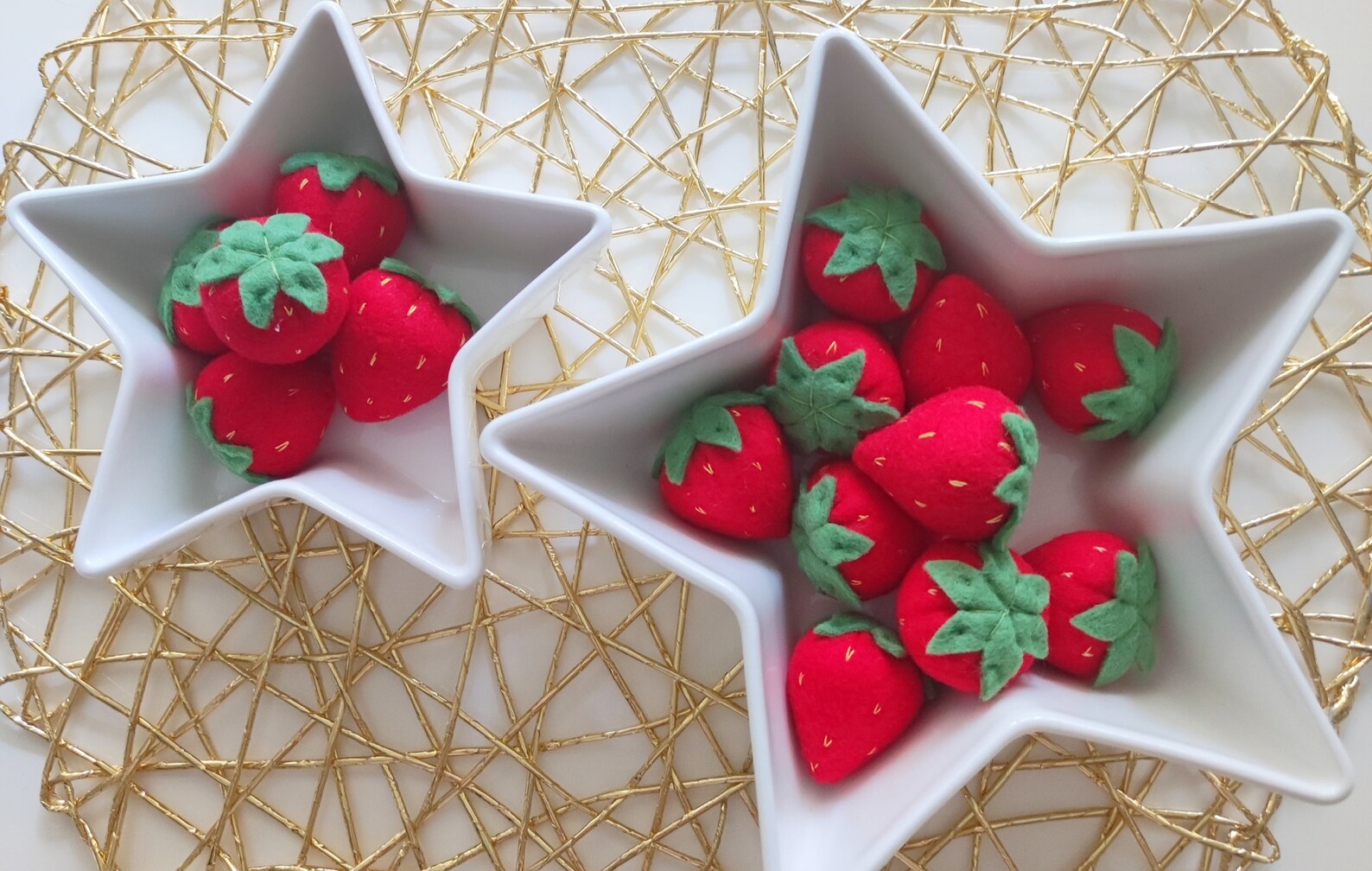 Set 5 Felt Strawberries Pretend Play Food Toys Salad Cake - Etsy