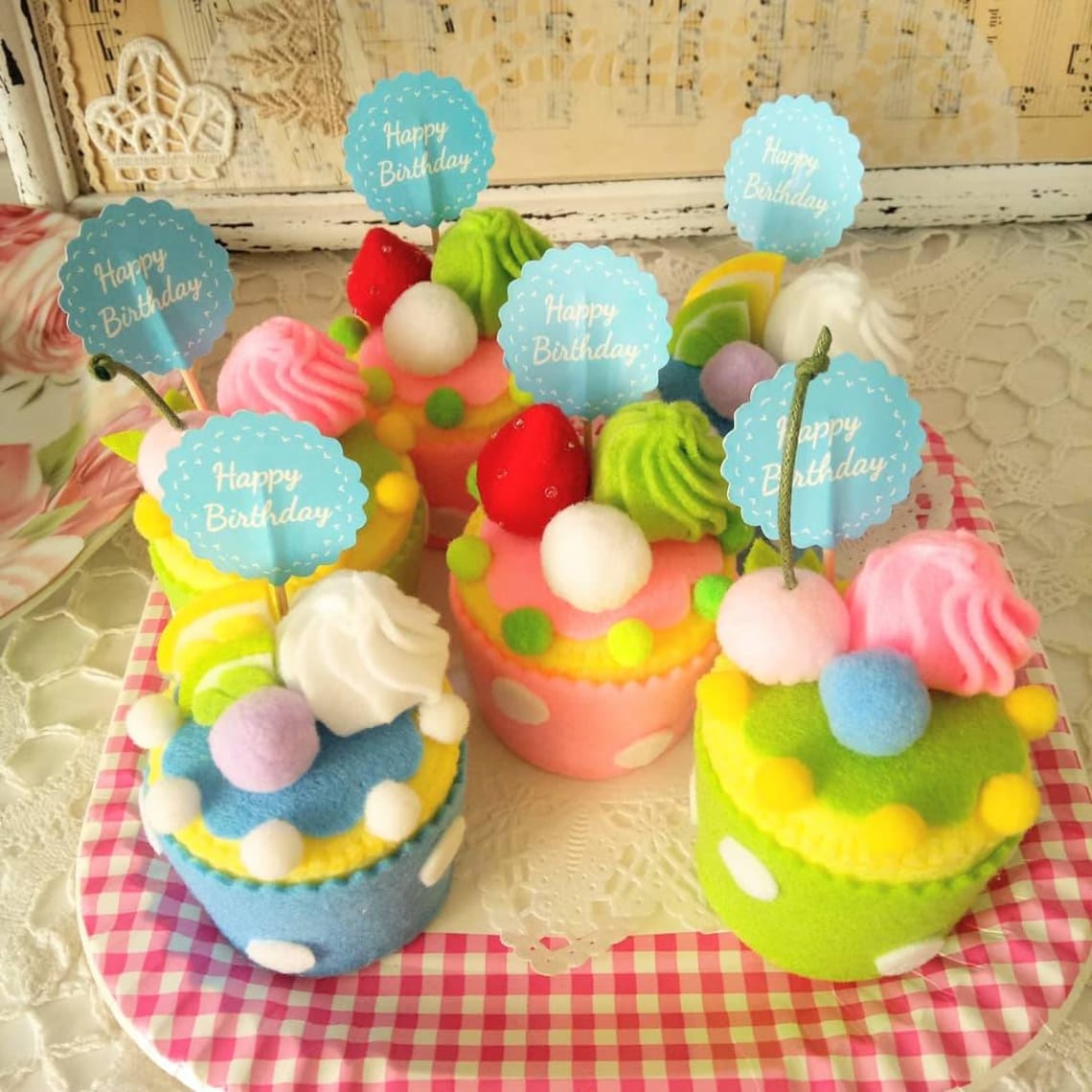 Cupcakes Set of 3 Decorative Muffins Cakes Felt Food | Etsy