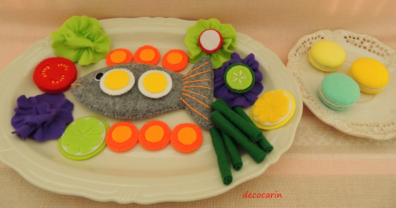 Felt Food Set Decor Fish Felt French Cookies Macaroons | Etsy