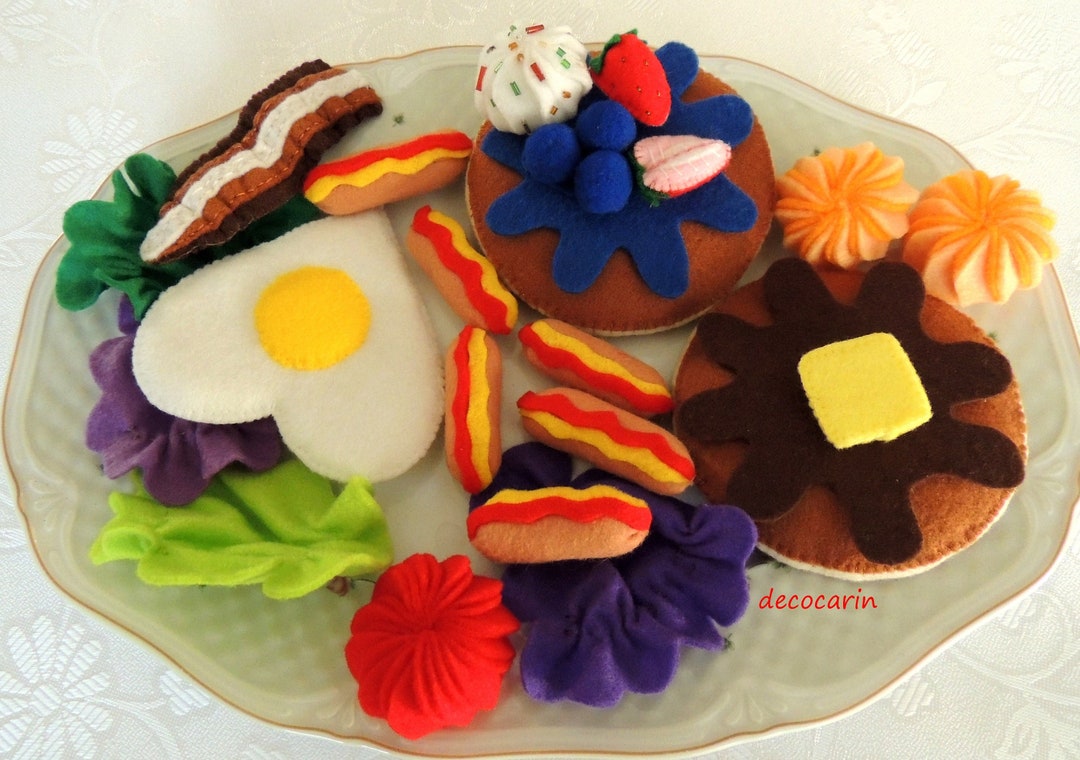 Felt Play Food, Felt Food Set Breakfast Pancakes, Pretend Play Food ...