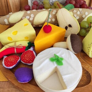 Felt Food Set, Cheese Board, Brie Pear Fig Baguette Mushroom Pepper ...