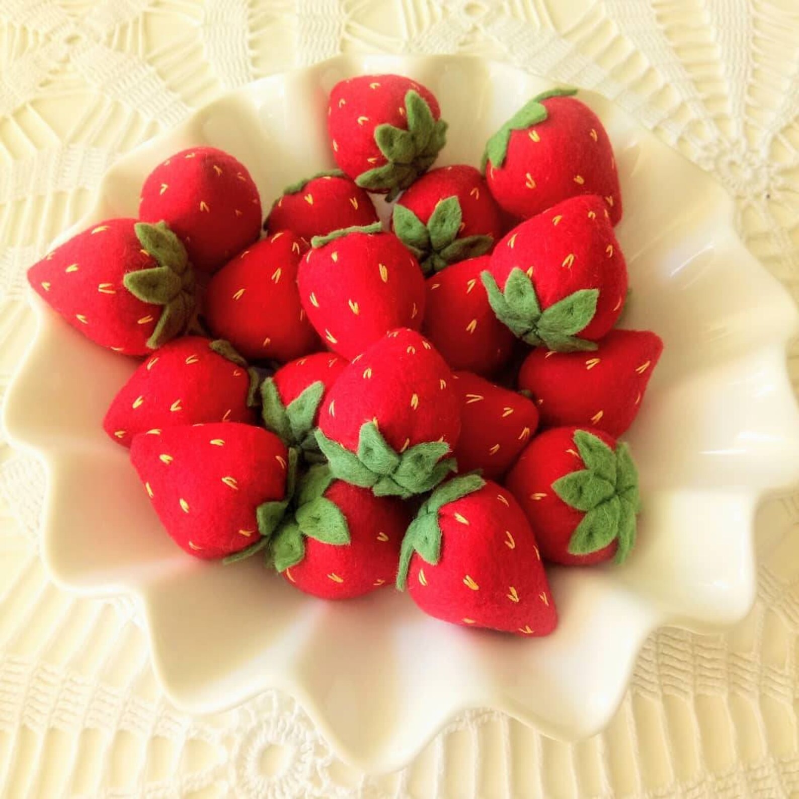 Set 5 Felt Strawberries Pretend Play Food Toys Salad Cake | Etsy