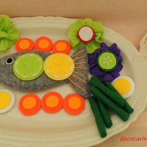 Felt Food Set Decor Fish, Felt French Cookies Macaroons Vegetables Egg ...
