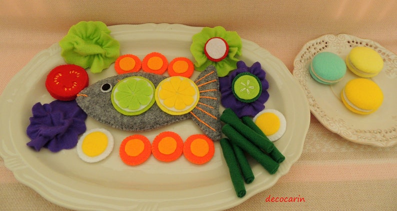 Felt Food Set Decor Fish Felt French Cookies Macaroons - Etsy