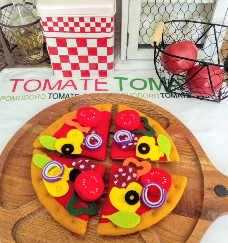 Felt Food Set Pizza Pepperoni Italian Kids Pretend Play Toy - Etsy