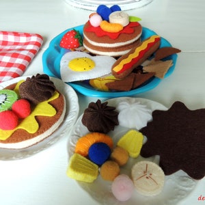 Felt Food Set Felt Breakfast Egg Pancakes Fruits Sausage Plate Princess ...