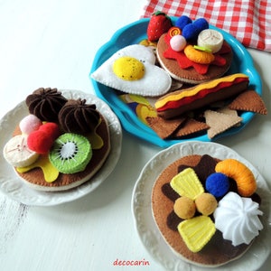 Felt Food Set Felt Breakfast Egg Pancakes Fruits Sausage Plate Princess ...
