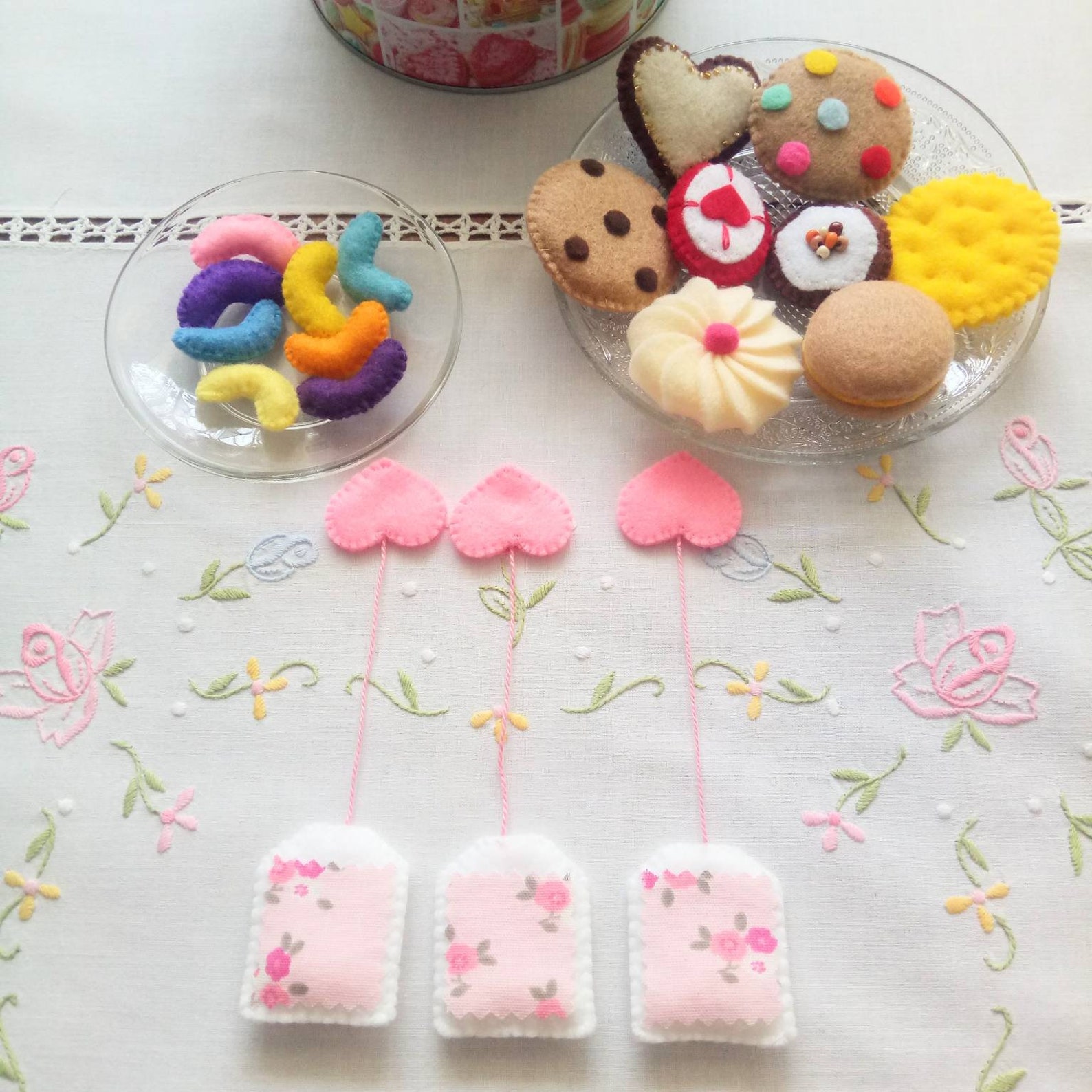 Tea Time Set Felt Food Cookies Macaroon Tea Bags Fruits - Etsy