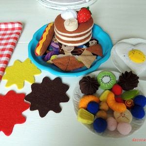 Felt Food Set Felt Breakfast Egg Pancakes Fruits Sausage Plate Princess ...