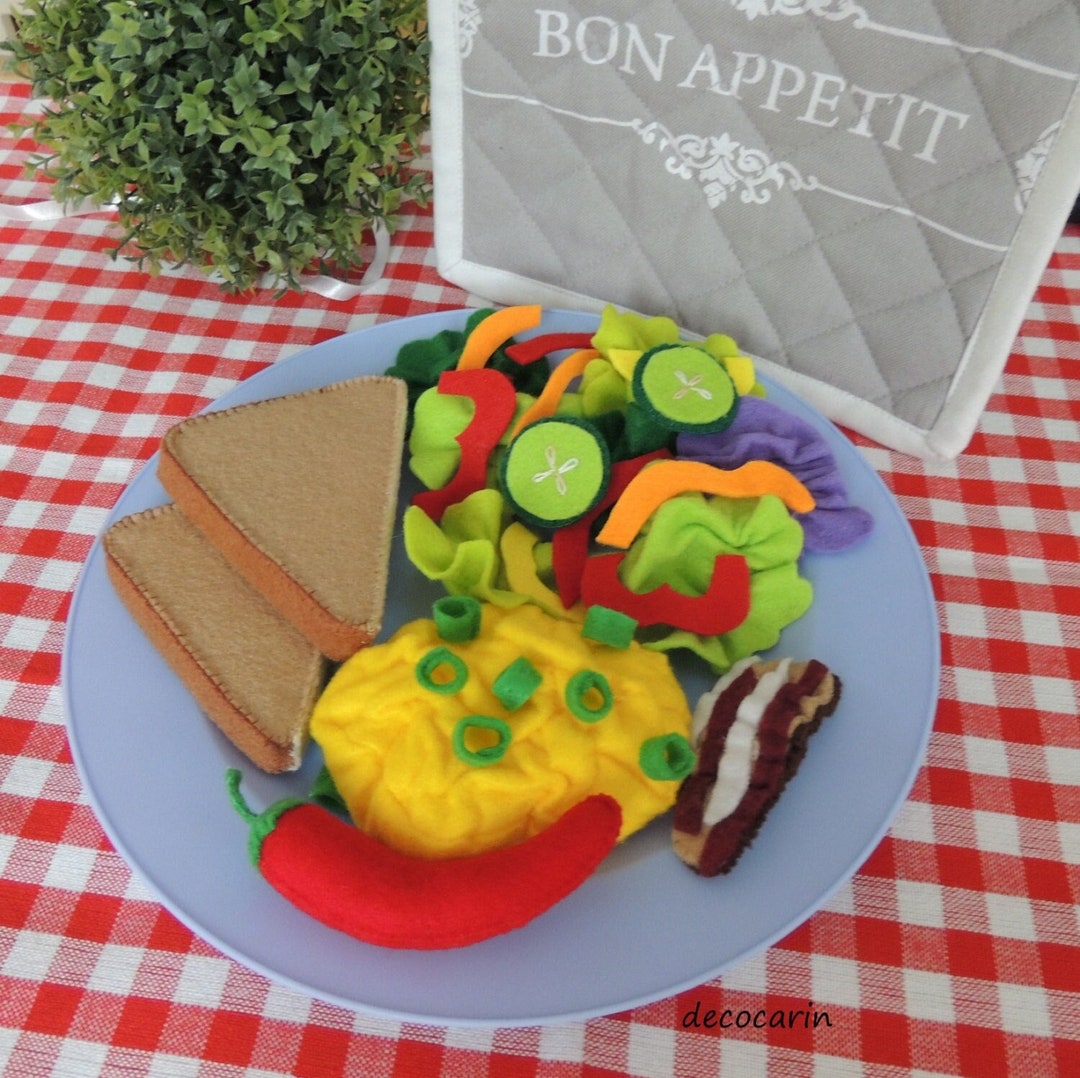 Felt Play Food Set Breakfast Felt Bacon Egg Vegetables - Etsy