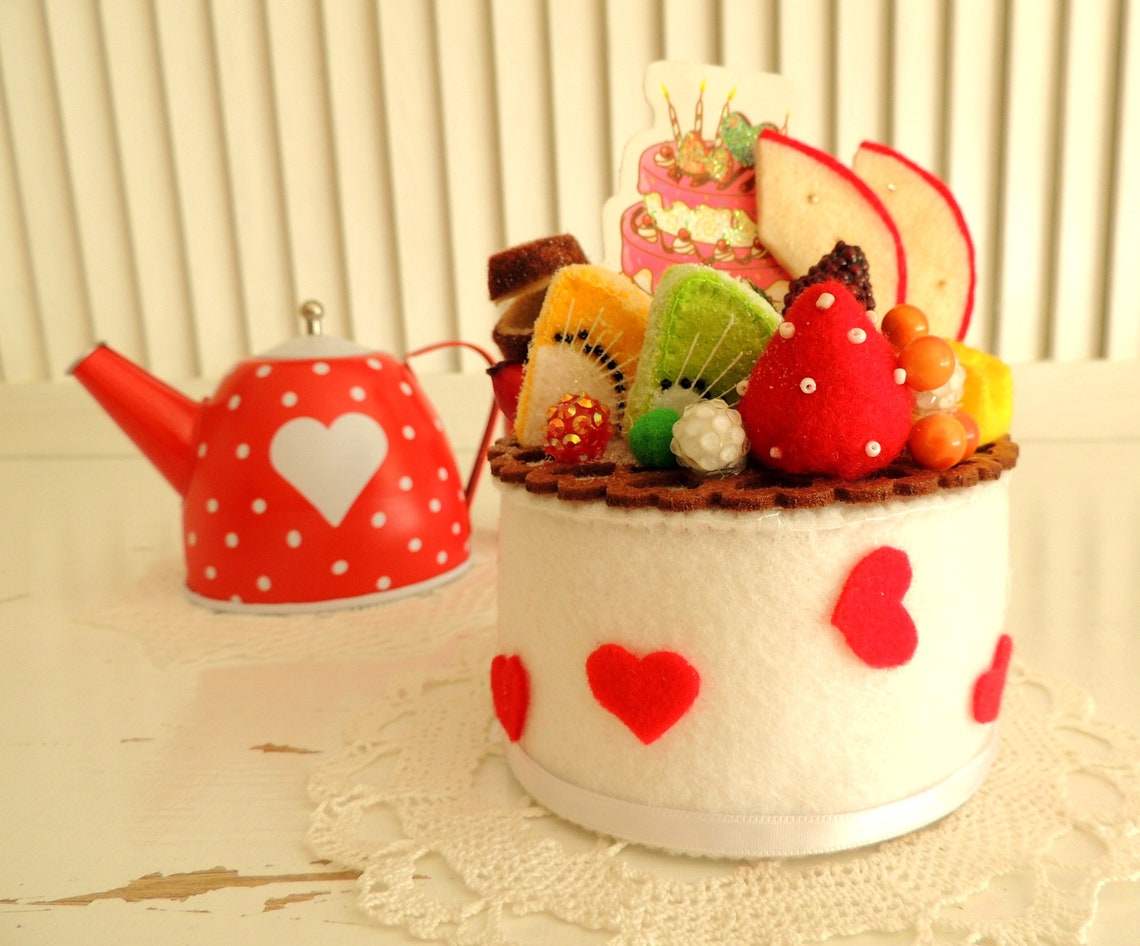 Felt Food Mini Layer Decorative Cake Felt Kitchen Children - Etsy