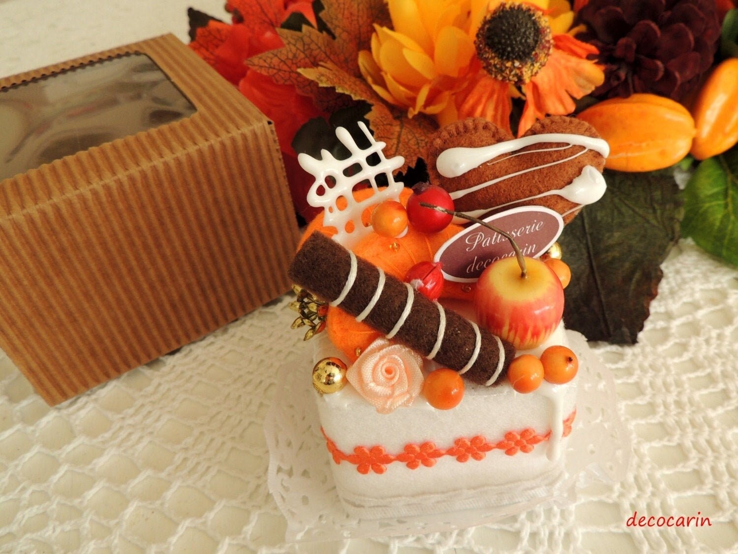 Felt Decorative Cake in Box, Felt Food, Ready Birthday Party Gift, Home ...