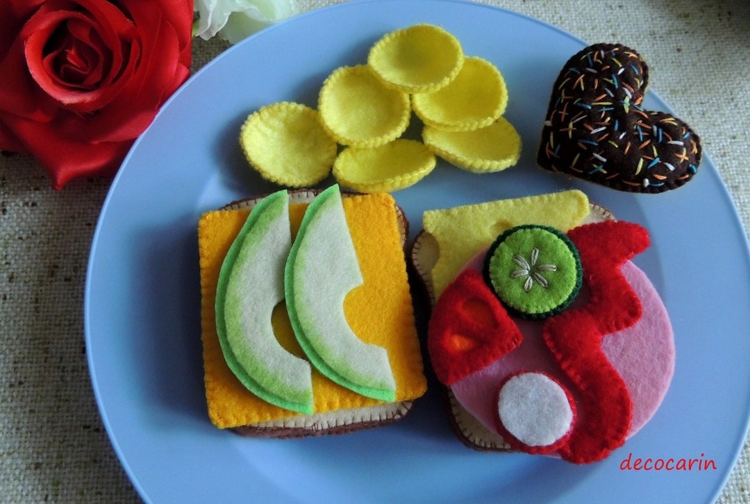 Felt Food Set, Play Food Sandwich, Kids Toys, Pretend Play Toy Kitchen ...