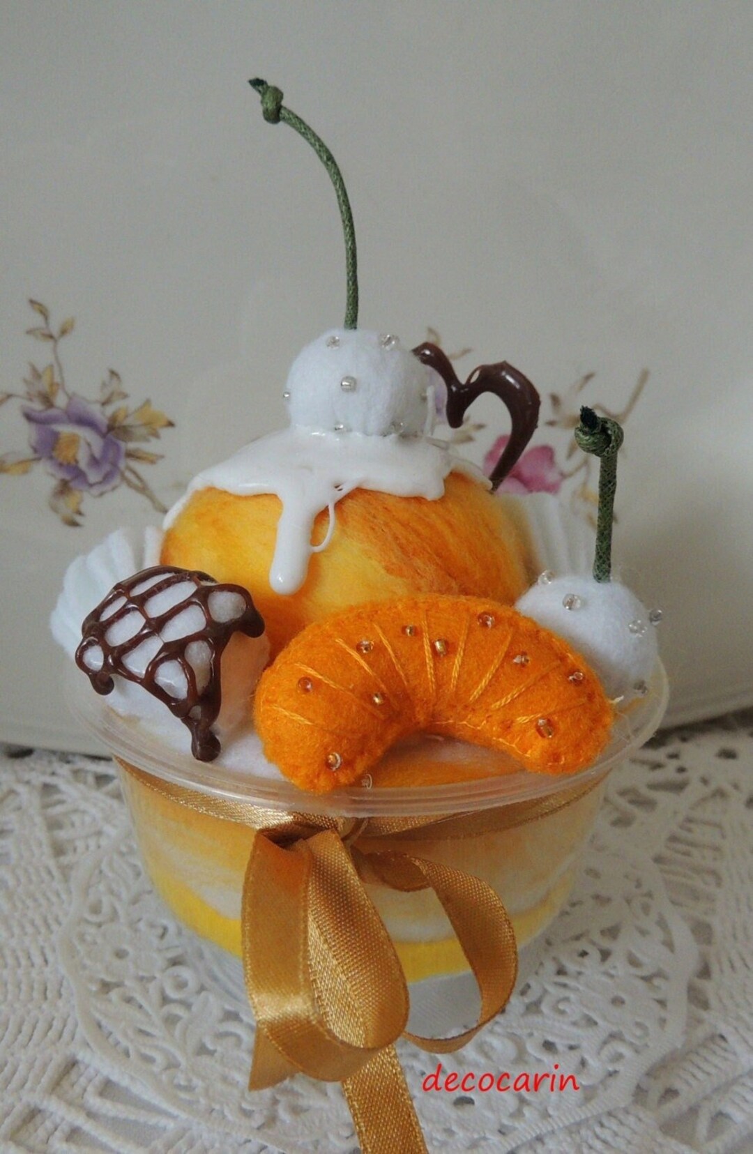 Felt Food, French Decorative Parfait Dessert, Needle Felted Ice Cream ...