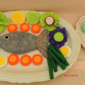 Felt Food Set Decor Fish, Felt French Cookies Macaroons Vegetables Egg ...