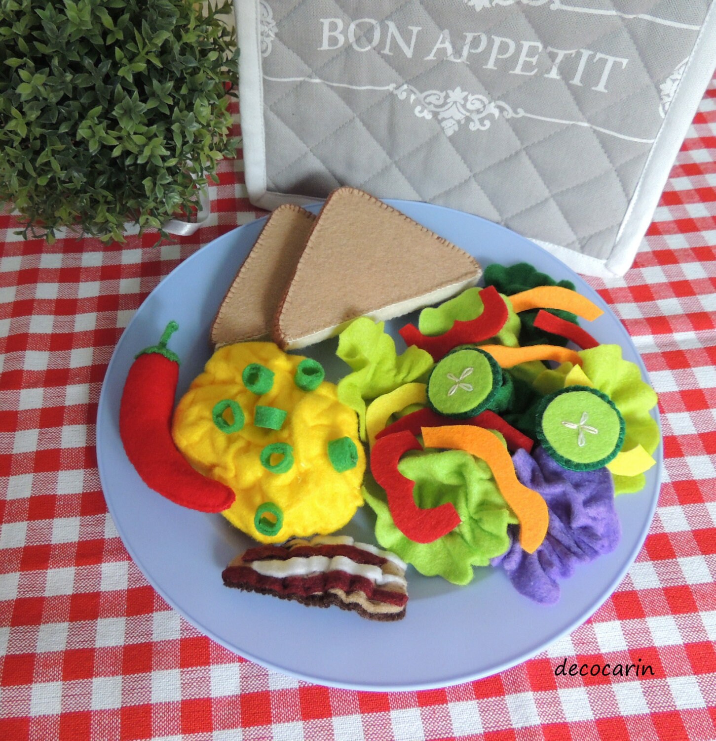Felt Play Food Set Breakfast Felt Bacon Egg Vegetables - Etsy