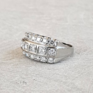 Vintage 1.10 Ctw Diamond Wide Band Ring, 14K White Gold - Etsy