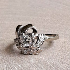 Vintage Mid Century Diamond Right Hand Ring in 14K White Gold - Etsy