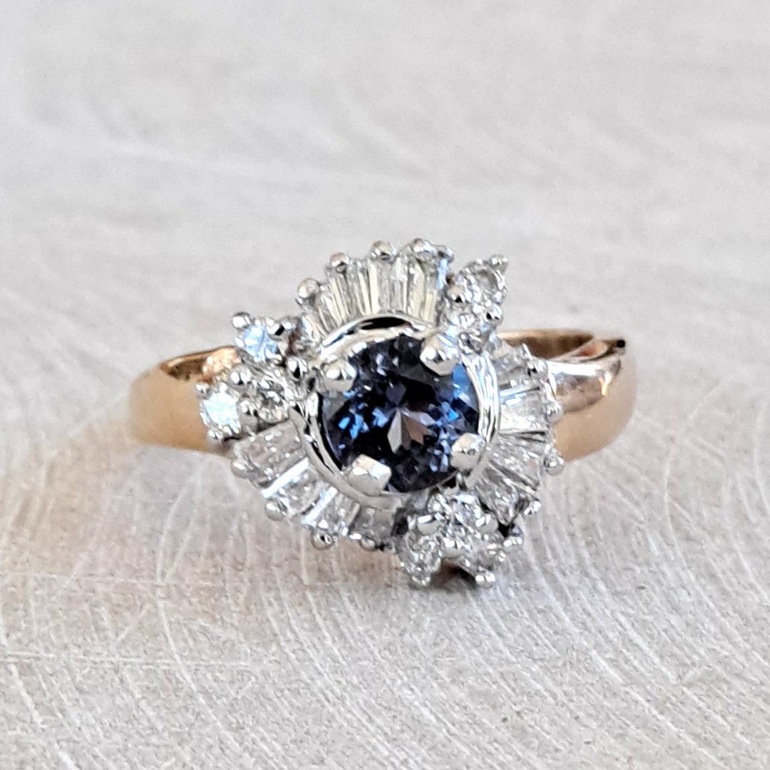 Color Change Spinel and Diamond Ring Baguettes and Round Brilliant ...