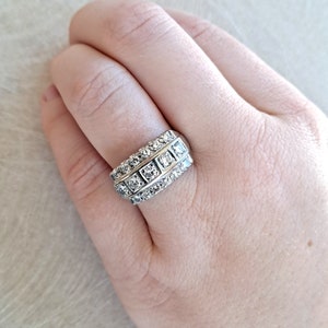 Vintage 1.10 Ctw Diamond Wide Band Ring, 14K White Gold - Etsy
