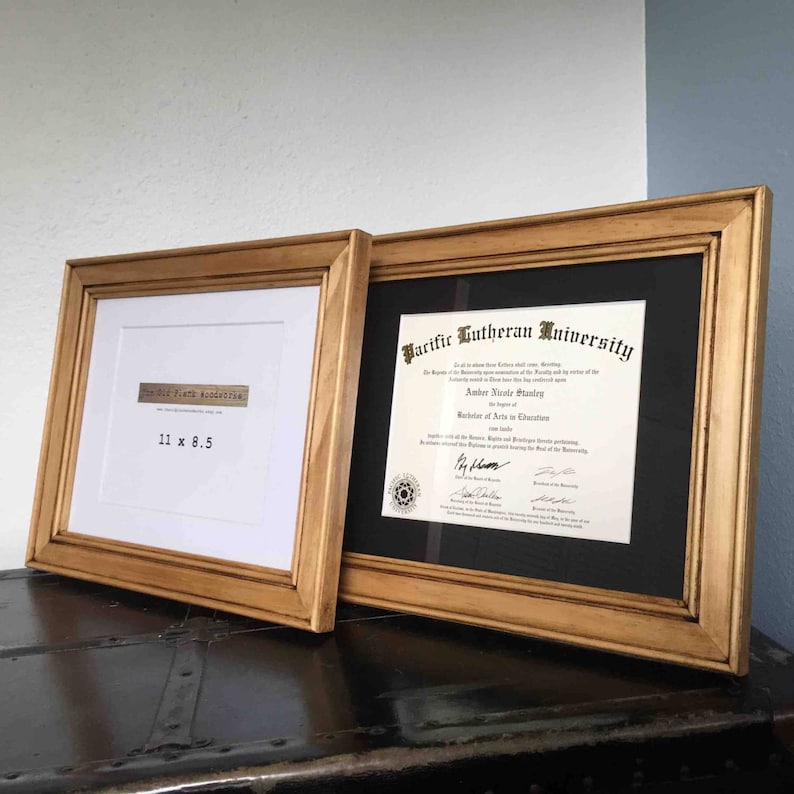 Clear Pine Diploma Frame With Mat: Handmade Certificate Holder - Etsy