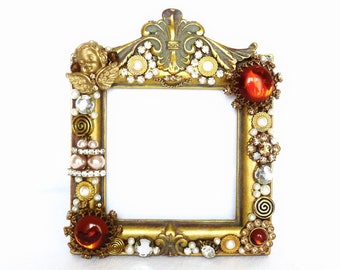 Sparkly Jeweled Frame green gold Decorated Photo Frame | Etsy