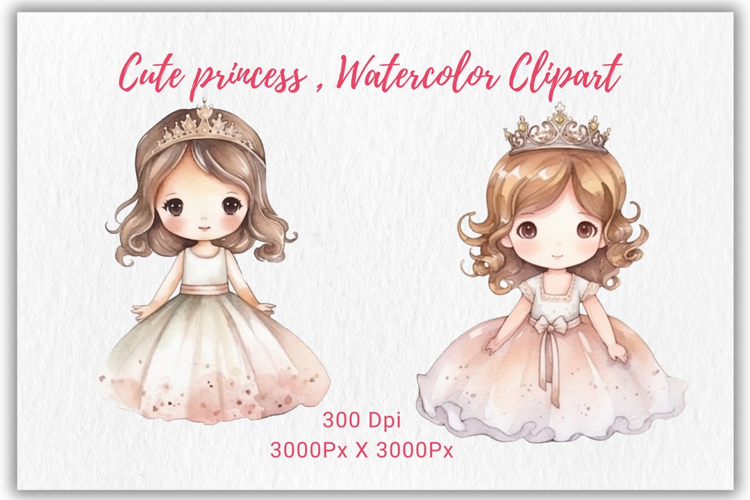 Cute Princess Clipart,princess Watercolor Clipart, Princess Watercolor ...