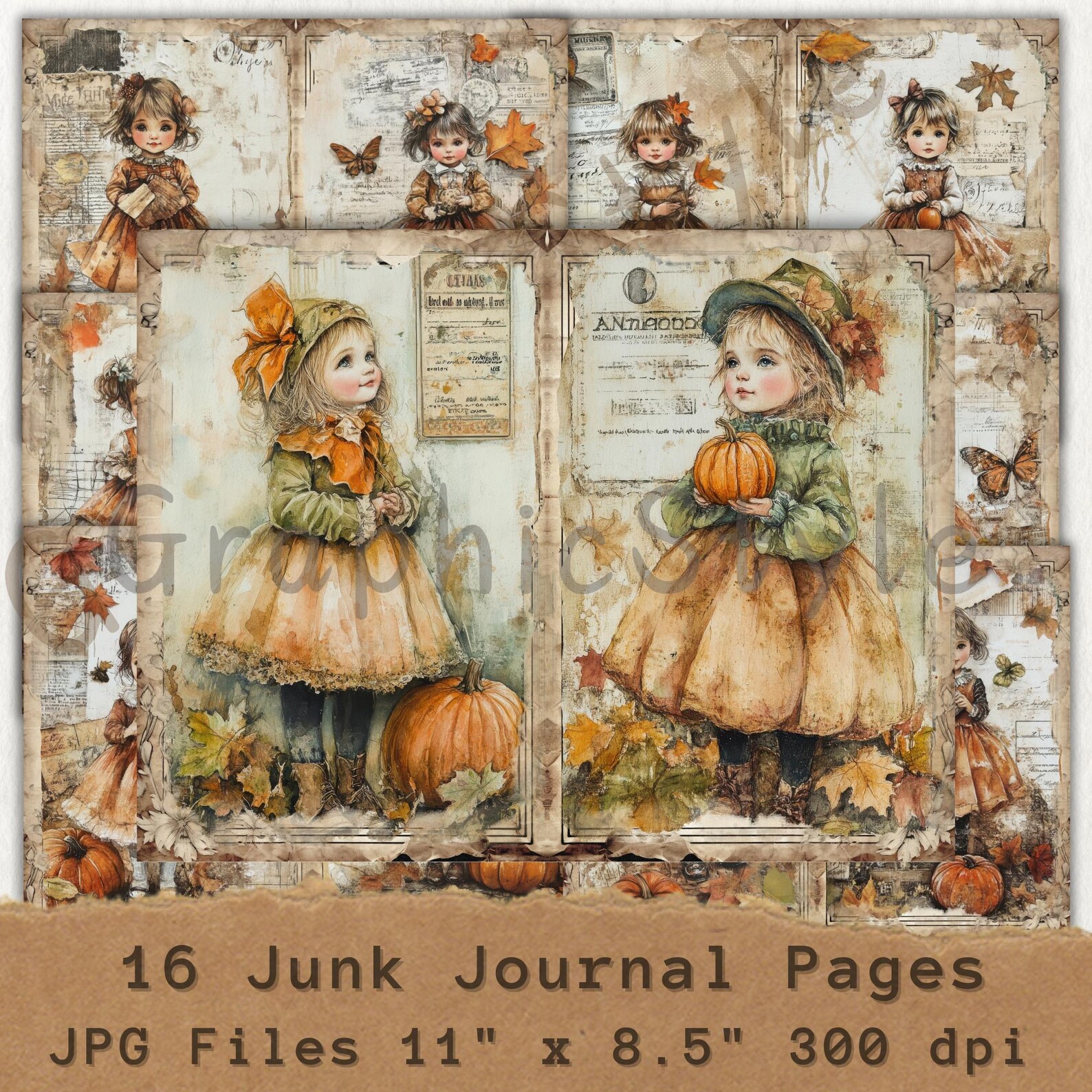 Autumn Junk Journal Printable Pages/little Girl Autumn Journal Paper ...