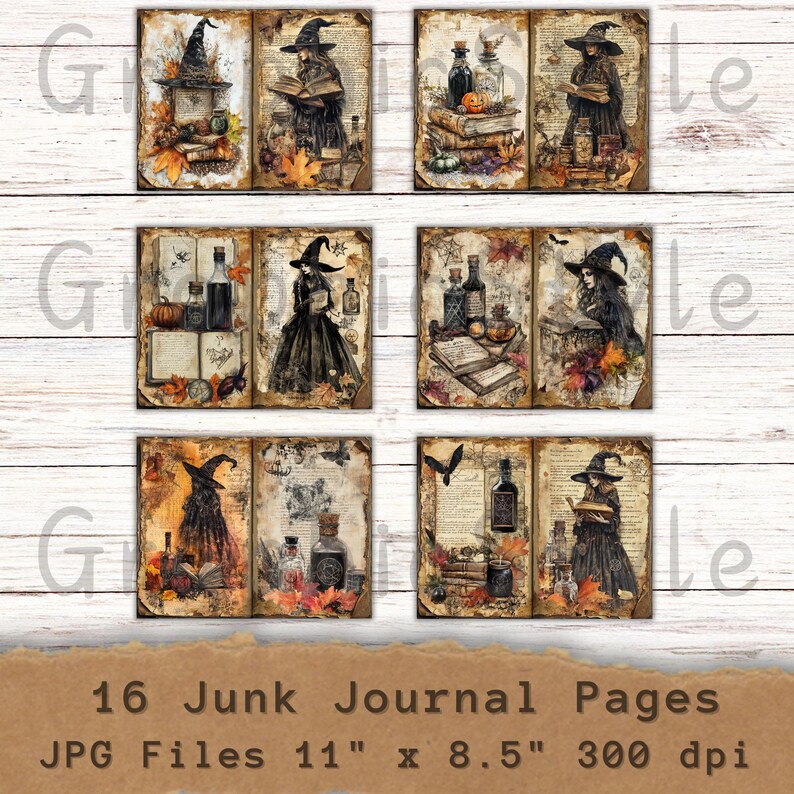 Vintage Halloween Witch Junk Journal Kit/ Witch Junk Journal Paper ...