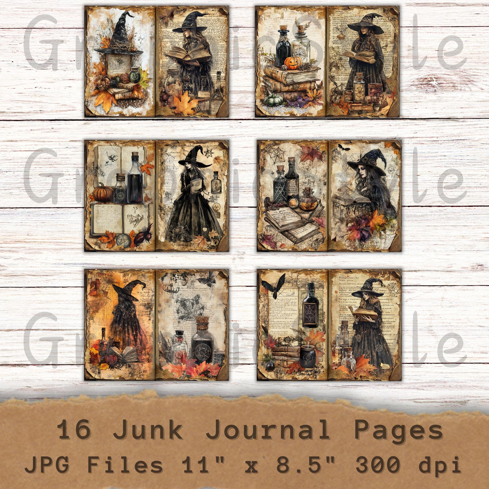 Vintage Halloween Witch Junk Journal Kit/ Witch Junk Journal Paper ...
