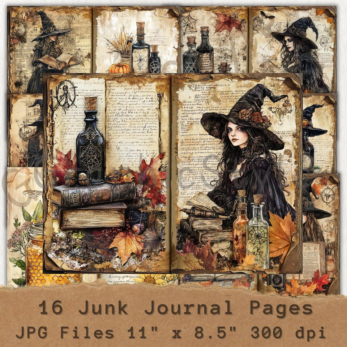 Vintage Halloween Witch Junk Journal Kit/ Witch Junk Journal Paper ...