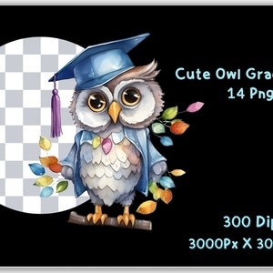 Cute Owl Graduation Watercolorclipart, Sublimation Watercolor, Owl ...