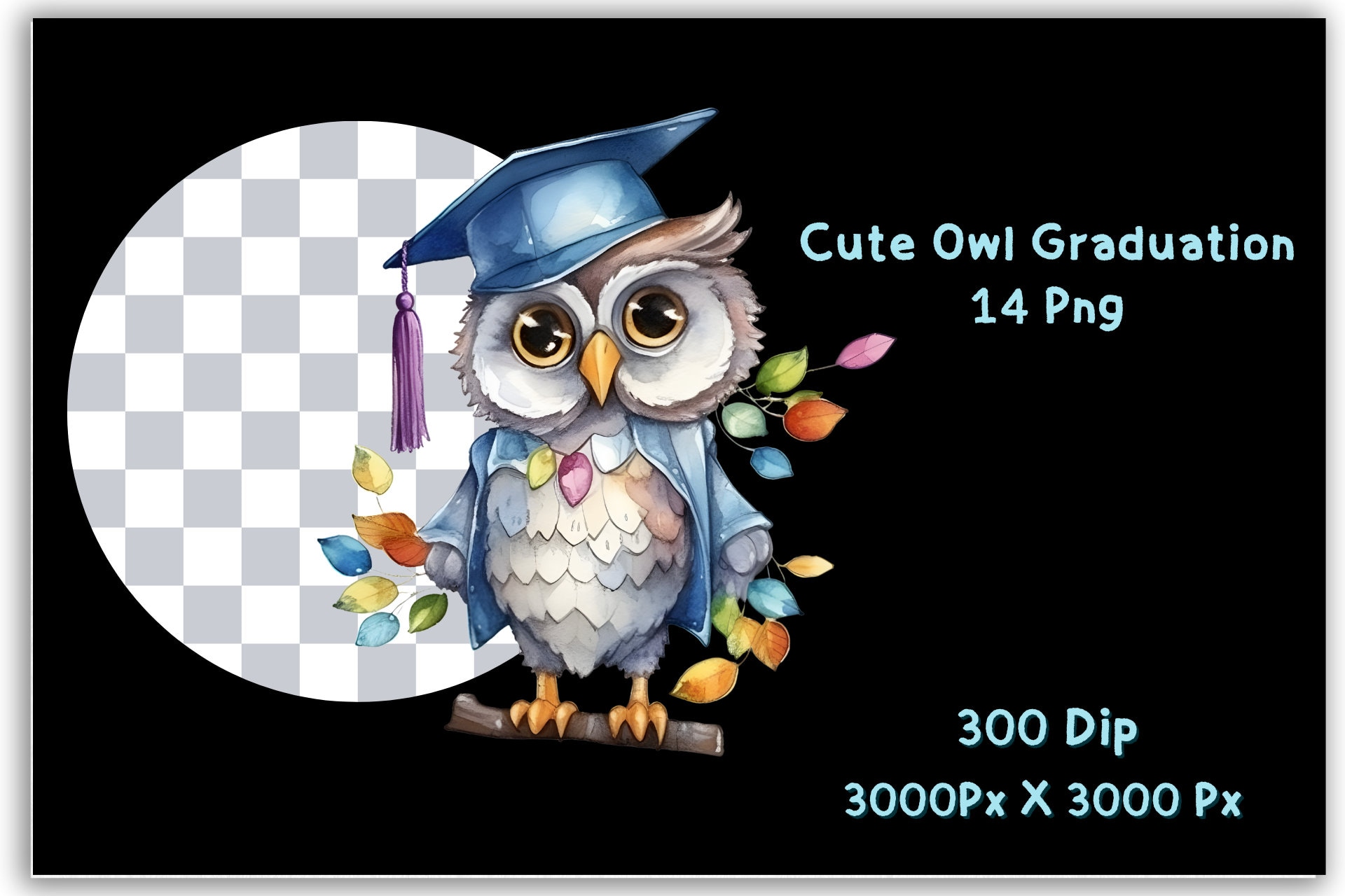 Cute Owl Graduation Watercolorclipart, Sublimation Watercolor, Owl ...