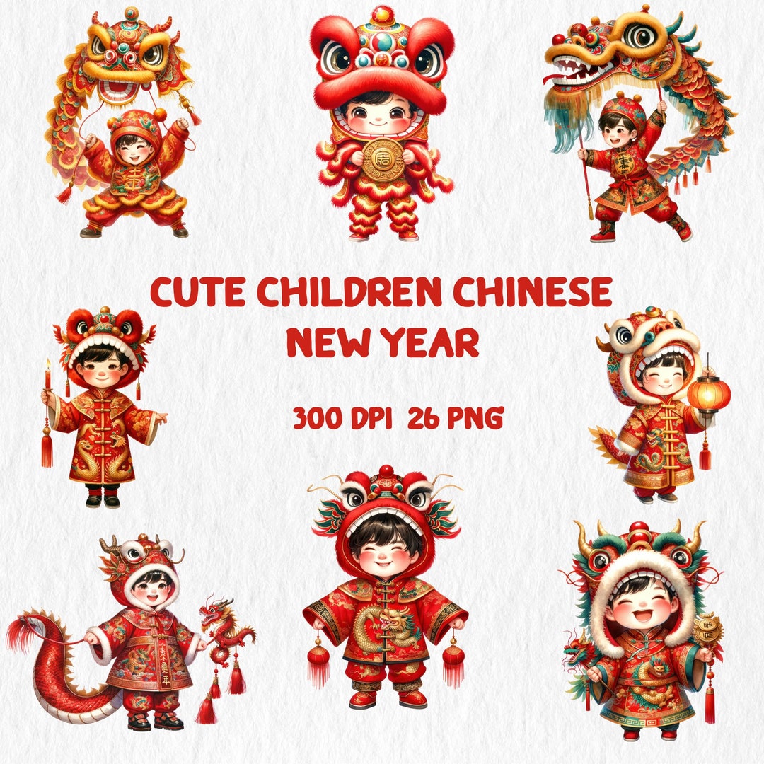Cute Kid Chinese New Year Clipart,chinese Boy,chinese Girl,chinese ...