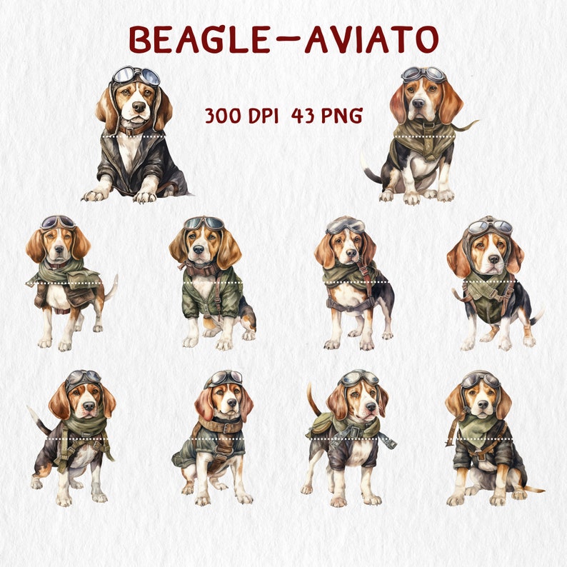 Beagle Aviator Watercolor Clipart PNG, Gog Clipart, Beagle Clipart ...