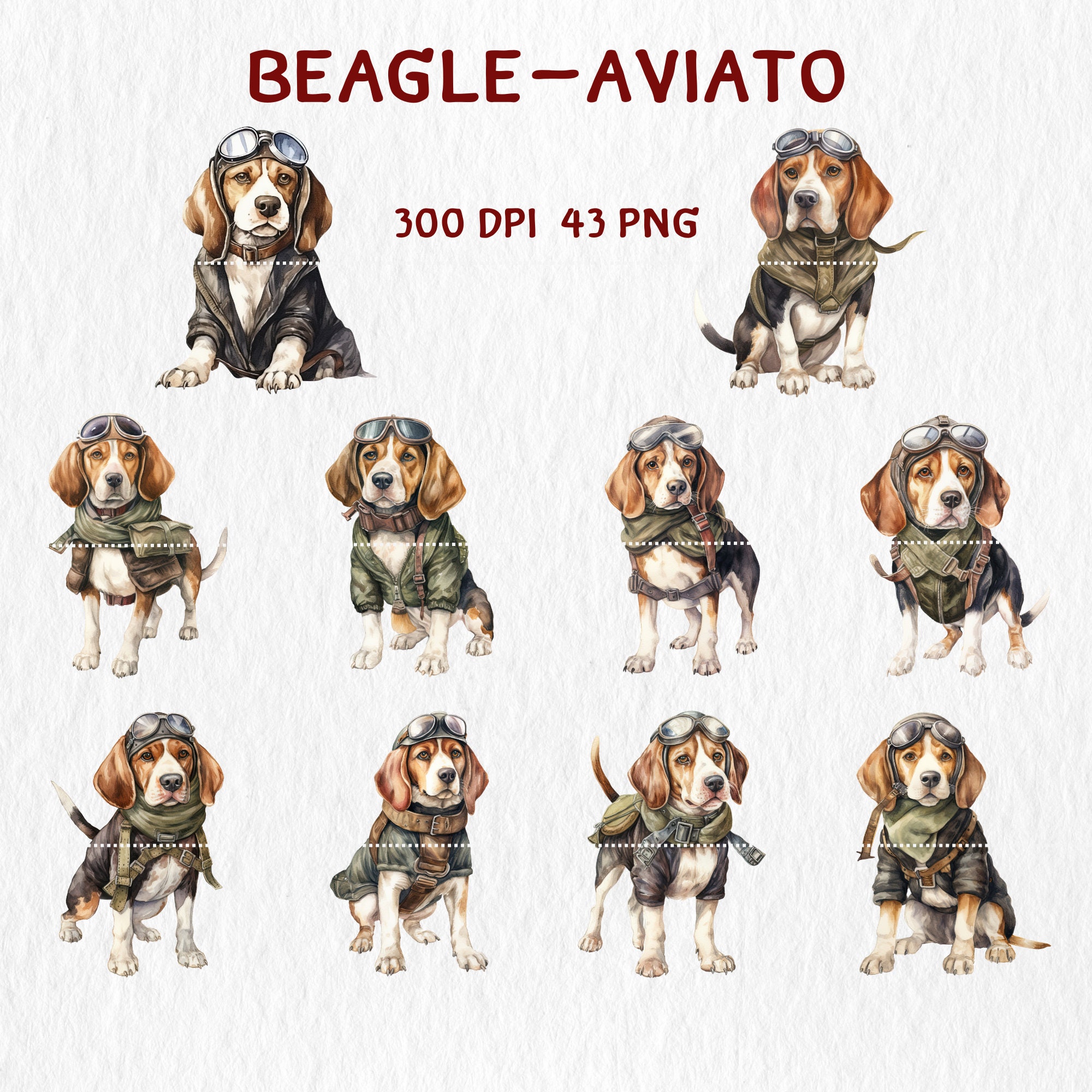 Beagle Aviator Watercolor Clipart PNG, Gog Clipart, Beagle Clipart ...