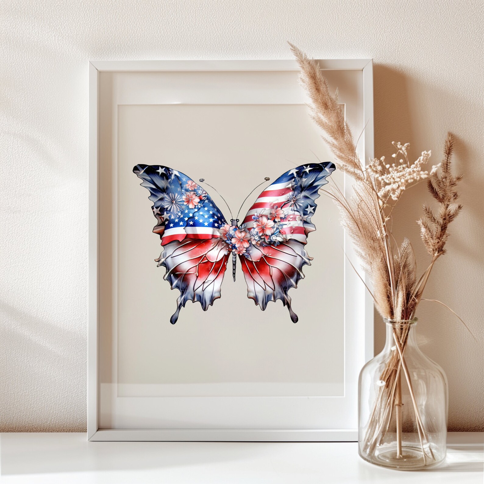 Butterfly American Flag Watercolor,4th of July Butterfly Clipart ...